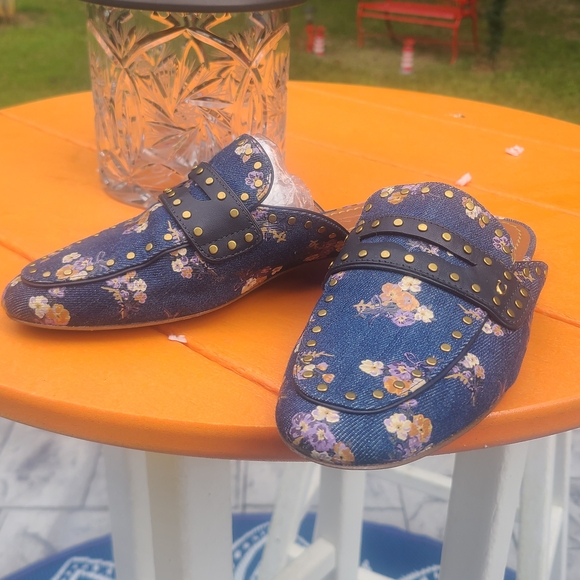 Coach | Shoes | Coach Blue Floral Studded Loafers | Poshmark